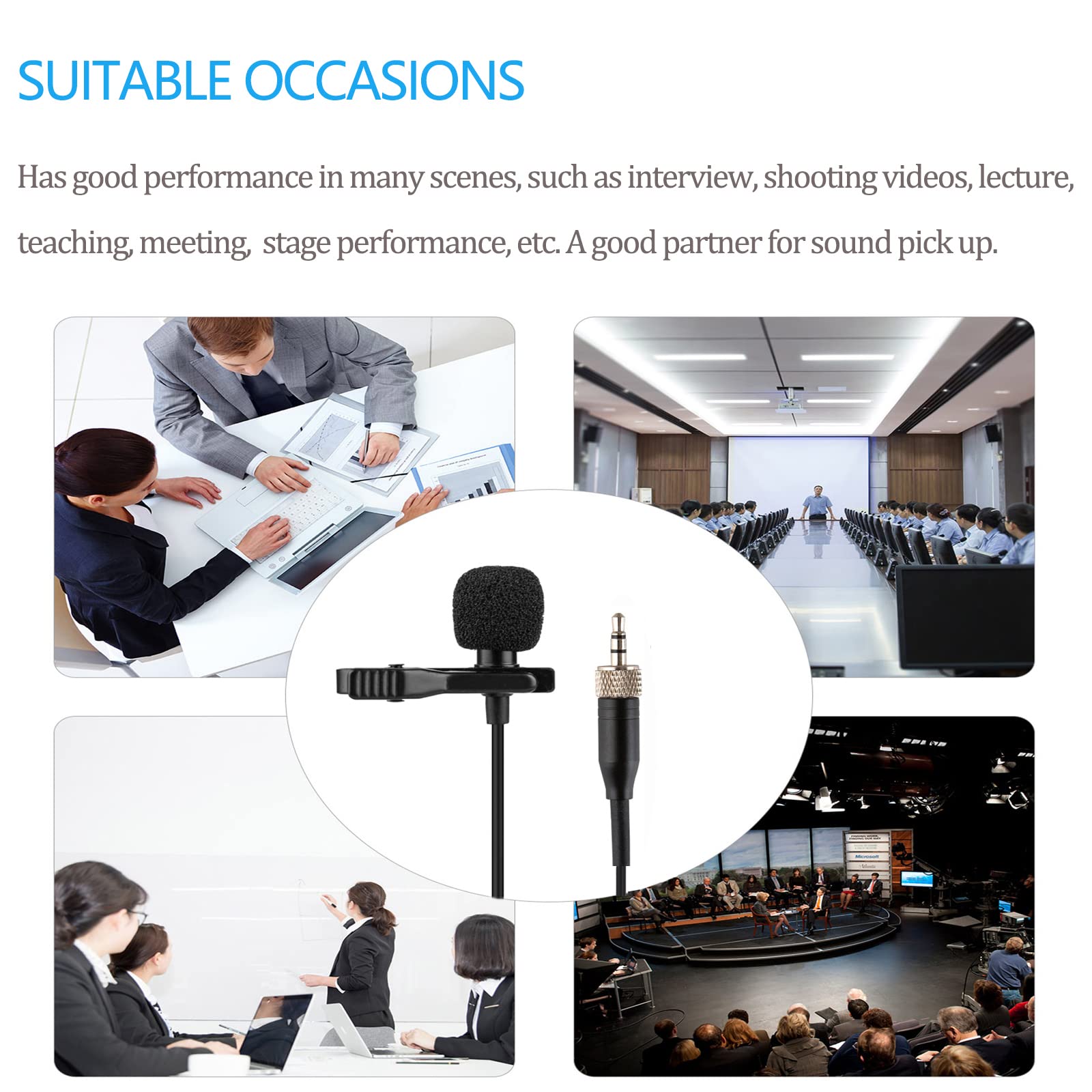 Sujeetec Lavalier Microphone Lapel Microphone Compatible with Sennheiser Wireless Transmitter - Unidirectional Condenser Mic β 3.5mm Screw Lock Plug