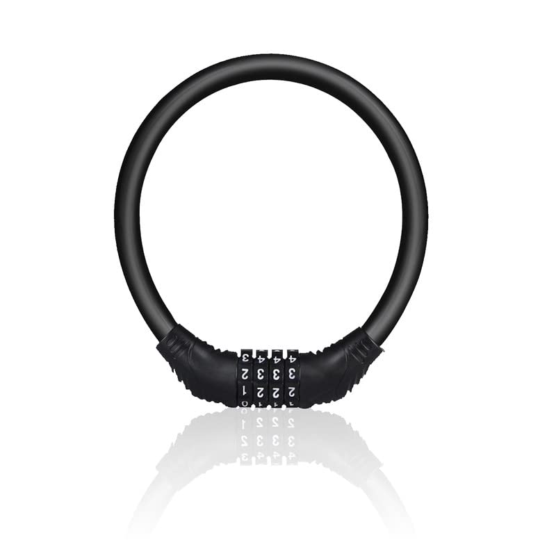 Bike Lock Cable 4 Digit Resettable Combination Cable Lock, Portable Bicycle Code Lock Small Security Bicycle Lock for Electric Scooter, Road Bike, Mountain Bike, Black, xiejinhong