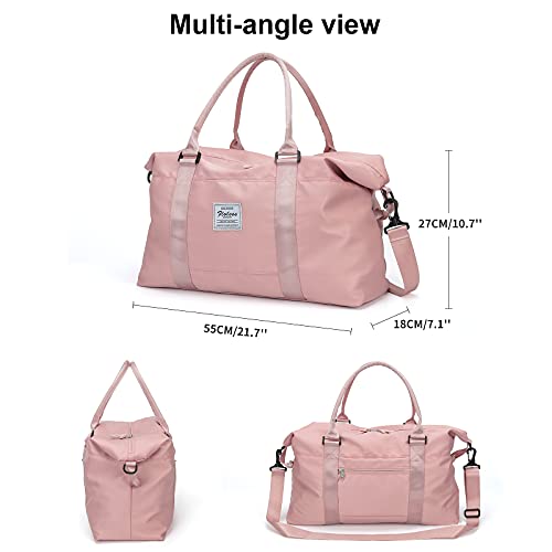HYC00 Travel Duffel Bag, Sports Tote Gym Bag, Shoulder Weekender Overnight Bag for Women,Pink