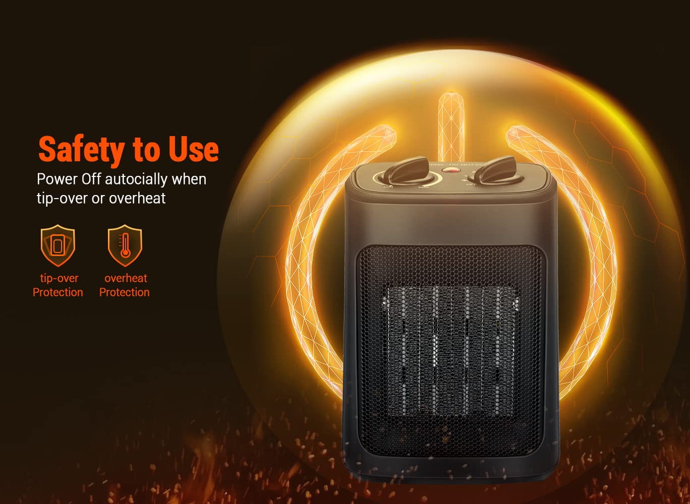 Space Heater, 1500W Heaters for Indoor Use with Thermostat, 1s Fast Heating Portable Electric Heater with 4 Modes, Small Ceramic PTC Room Heater with Tip-Over and Overheat Protection for Home, Office