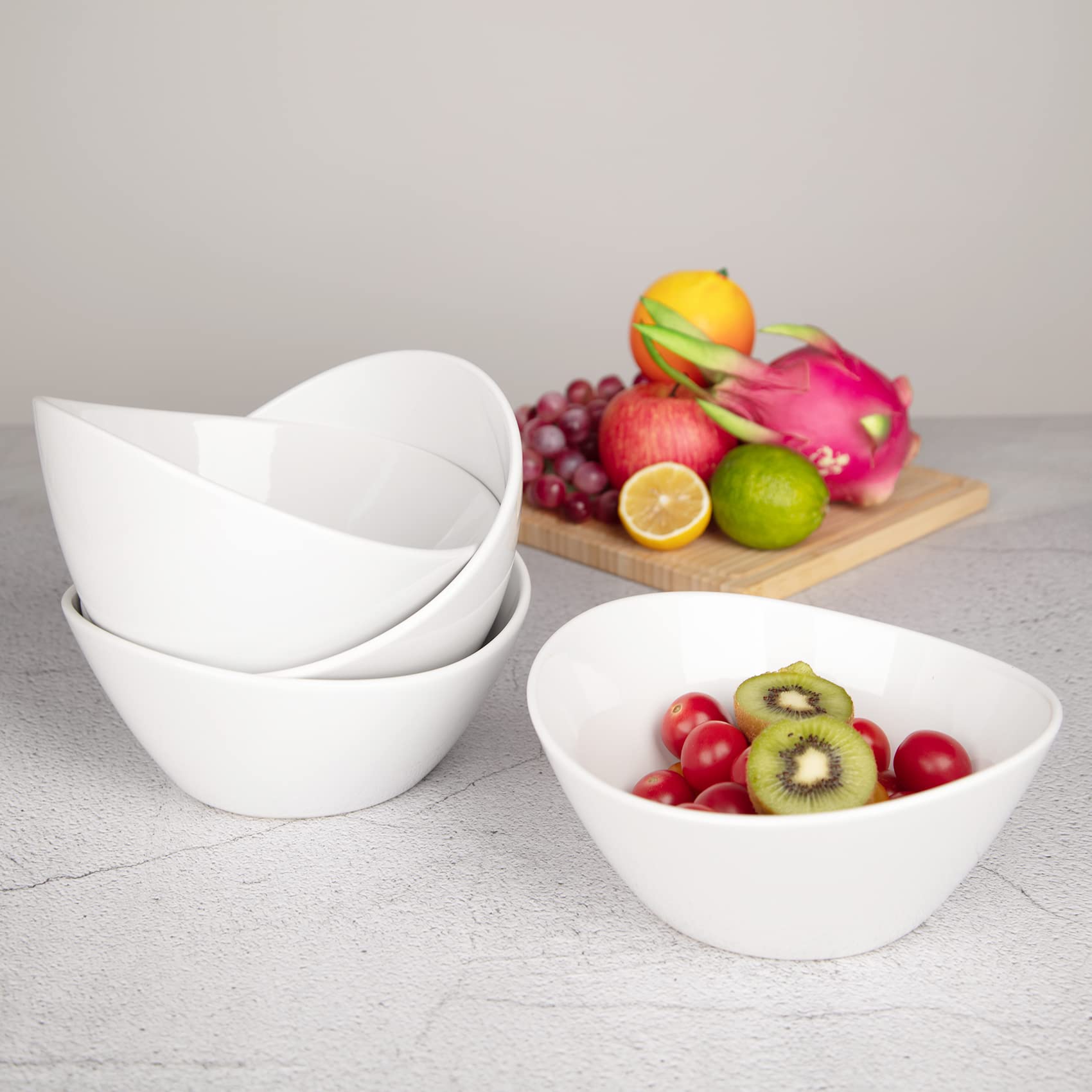Cibeat 42 Ounce Porcelain Bowls Set of 4 Pack Premium White Ceramic Bowls for Cereal, Soup, Salad, Pasta, Prep, Rice, Ice cream, Microwave & Dishwasher Safe…