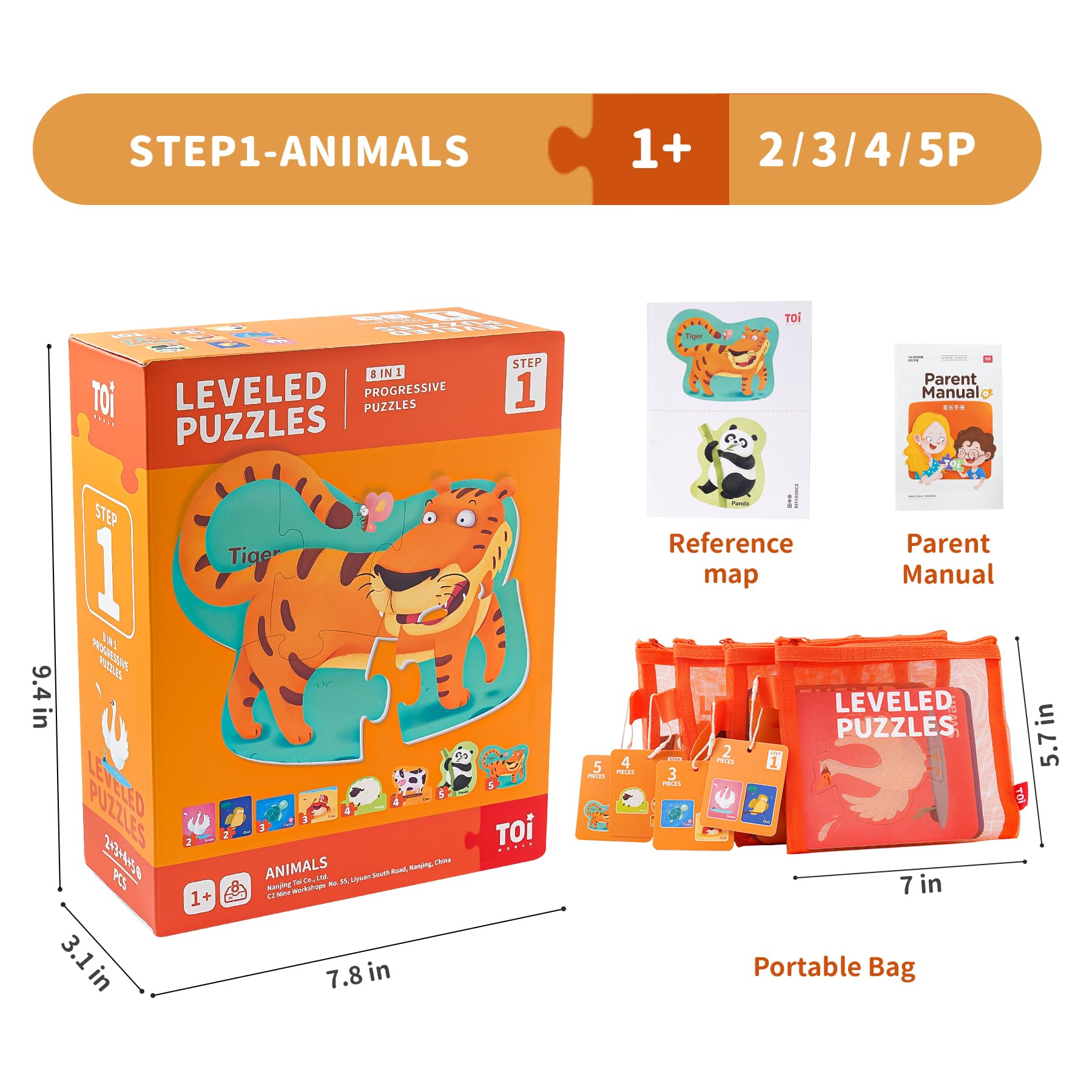 TOI Leveled Puzzles for Kids Aged 6 and Up, Toddler Puzzle Preschool Learning Jigsaw Puzzles, Large Pieces Educational Game for Boys Girls, Classic Education Step 7