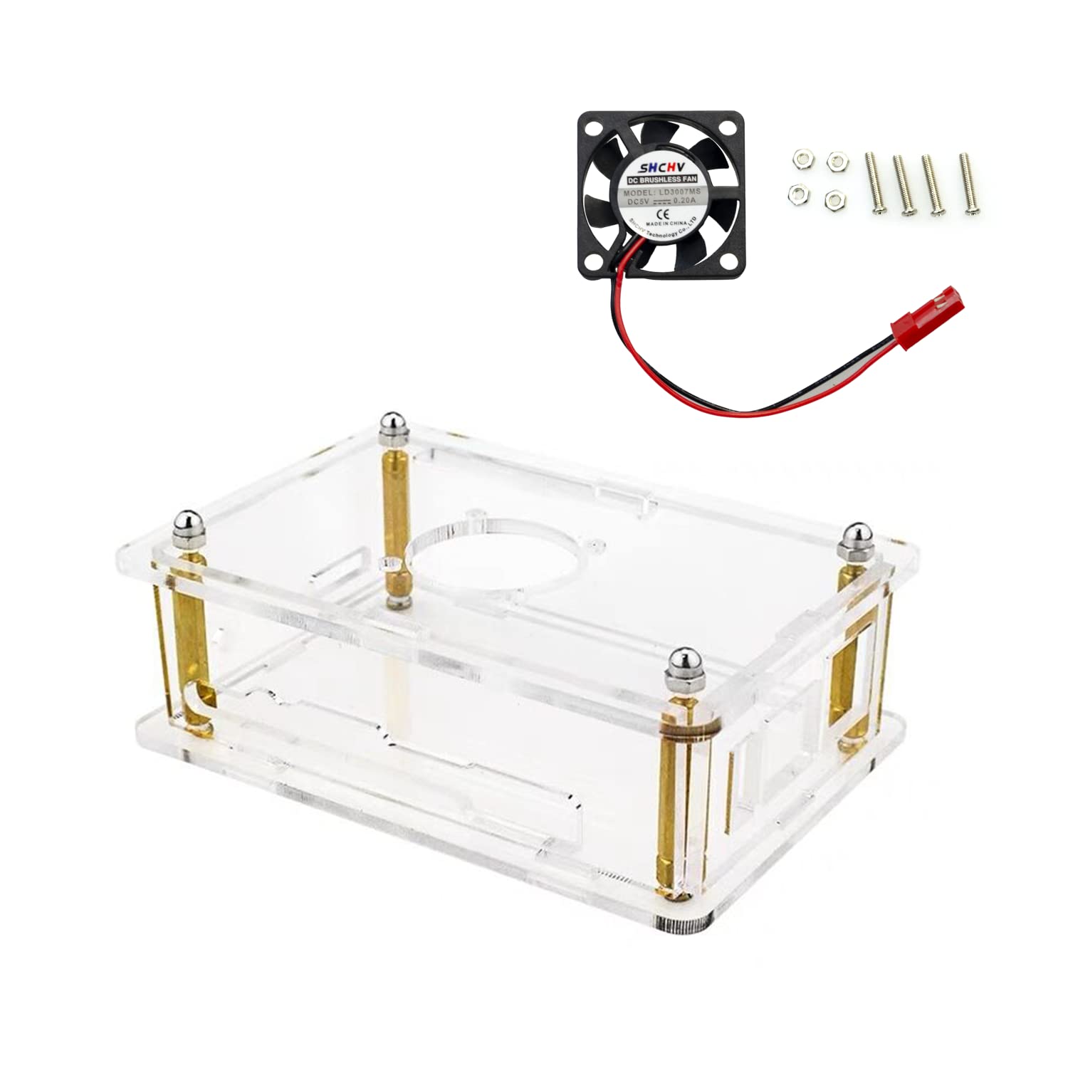 Case Fit Compatible for Orang- Pi 5 Acrylic Case Enclouse Clear Box Cover Protecion Shell with Cooling Fan Heatsink Compatible with Orang- Pi 5 Accessories