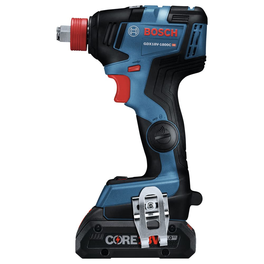 Bosch GXL18V-224B25-RT 18V Brute Tough Connected-Ready EC Brushless Li-Ion 1/2 in. Cordless Hammer Drill Driver / 1/4 / 1/2 in. 2-In-1 Impact Driver Combo Kit (4 Ah) (Renewed)