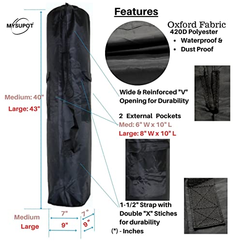 MYSUPOT 43"x9"x9" Replacement Bag for Folding Camping Chair, Camp Chairs, Foldable, Portable, Hammock, Yoga Mat, Beach Chair, Umbrella, Tent Bag 420D Oxford Polyester Fabric w/Side Pockets (Black, L)