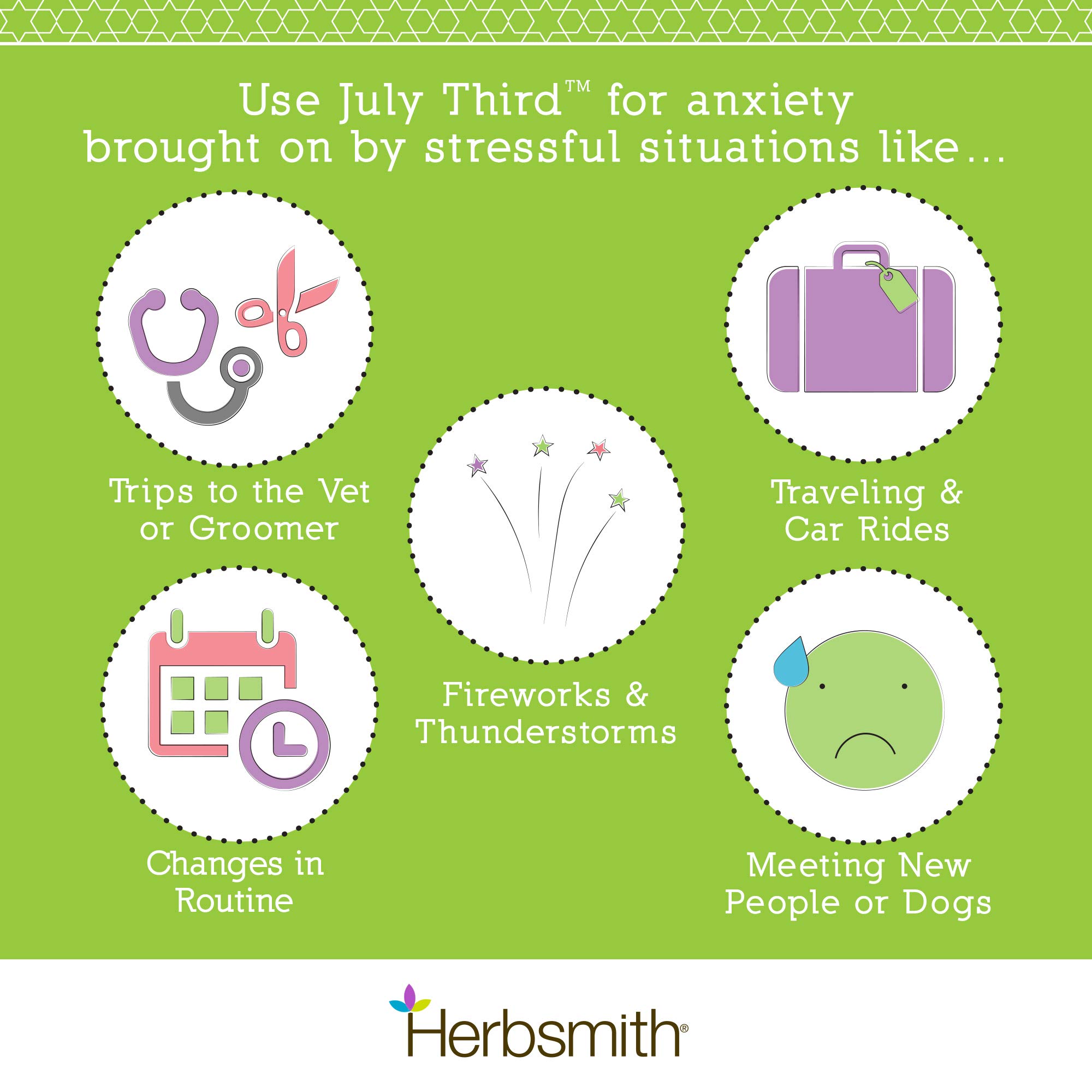 Herbsmith July Third - Canine Calming Chews - Calming Herbs for Dogs - Anxiety Supplements for Dogs - 30ct Large Chews