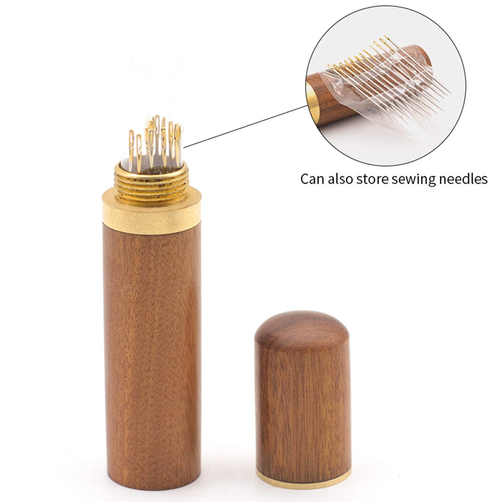 ForFine Needle Storage Portable Wooden Sewing Needle Case Pocket Box Handmade Craft Needle Holder for Store Embroidery Needle, Toothpick, Pill, Bead (5 Packs)