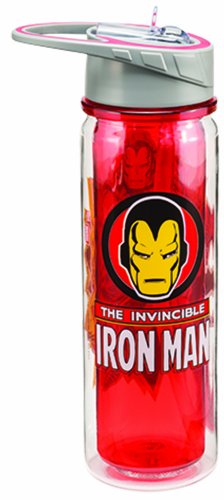 Vandor 26610 Marvel The Invincible Iron Man 18 oz Tritan Water Bottle, Red, Black, and Yellow