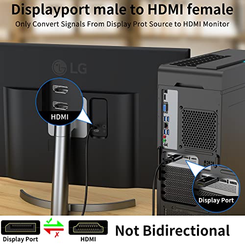 KUXIYAN Displayport to HDMI Adapter (2Pack) 1080P Gold Plated Dp to HDMI Converter Male to Female 1.3V Black