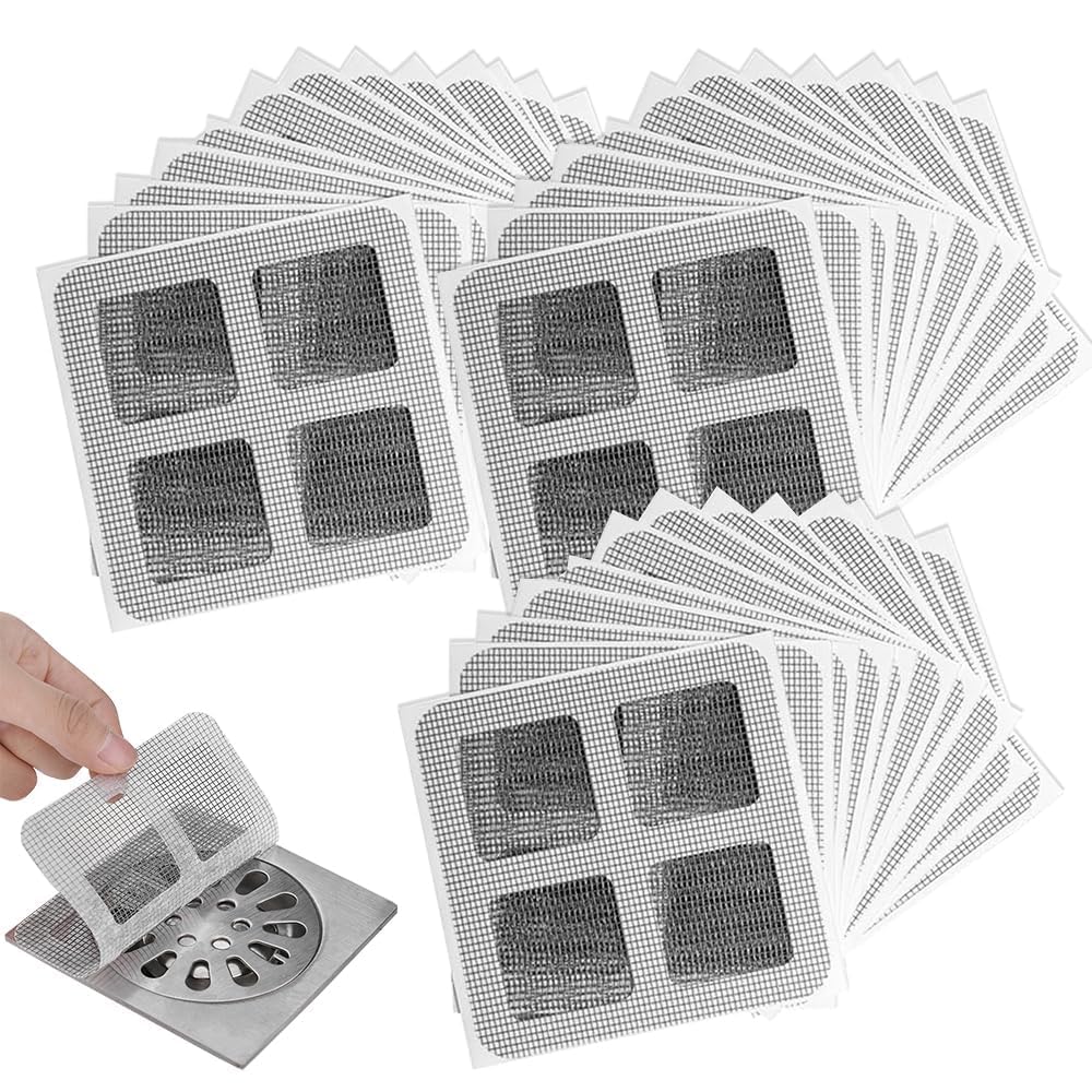 Disposable Hair Drain Stickers, 2025 New Disposable Shower Drain Hair Catcher Mesh Stickers, Drain Cover Hair Catcher for Bathroom Laundry Bathtub Kitchen (10)