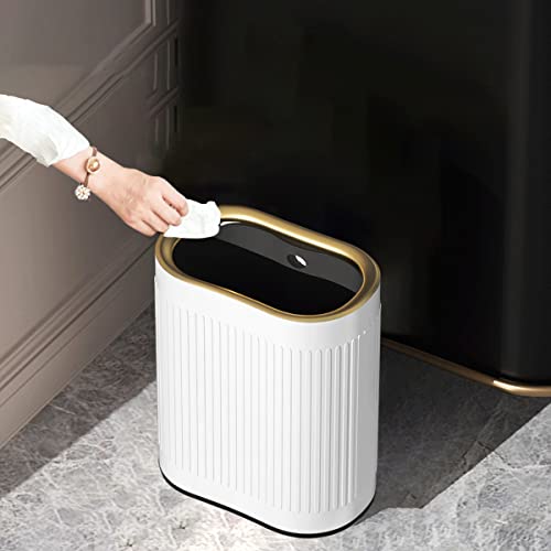 Doyingus Stainless Steel Trash can, 1.58 Gallon / 6Liter Wastebasket, Slim Garbage Can with Inner Bucket, Small Garbage Container Bin for Bathroom, Kitchen, Bedroom, Powder Room ( Black )