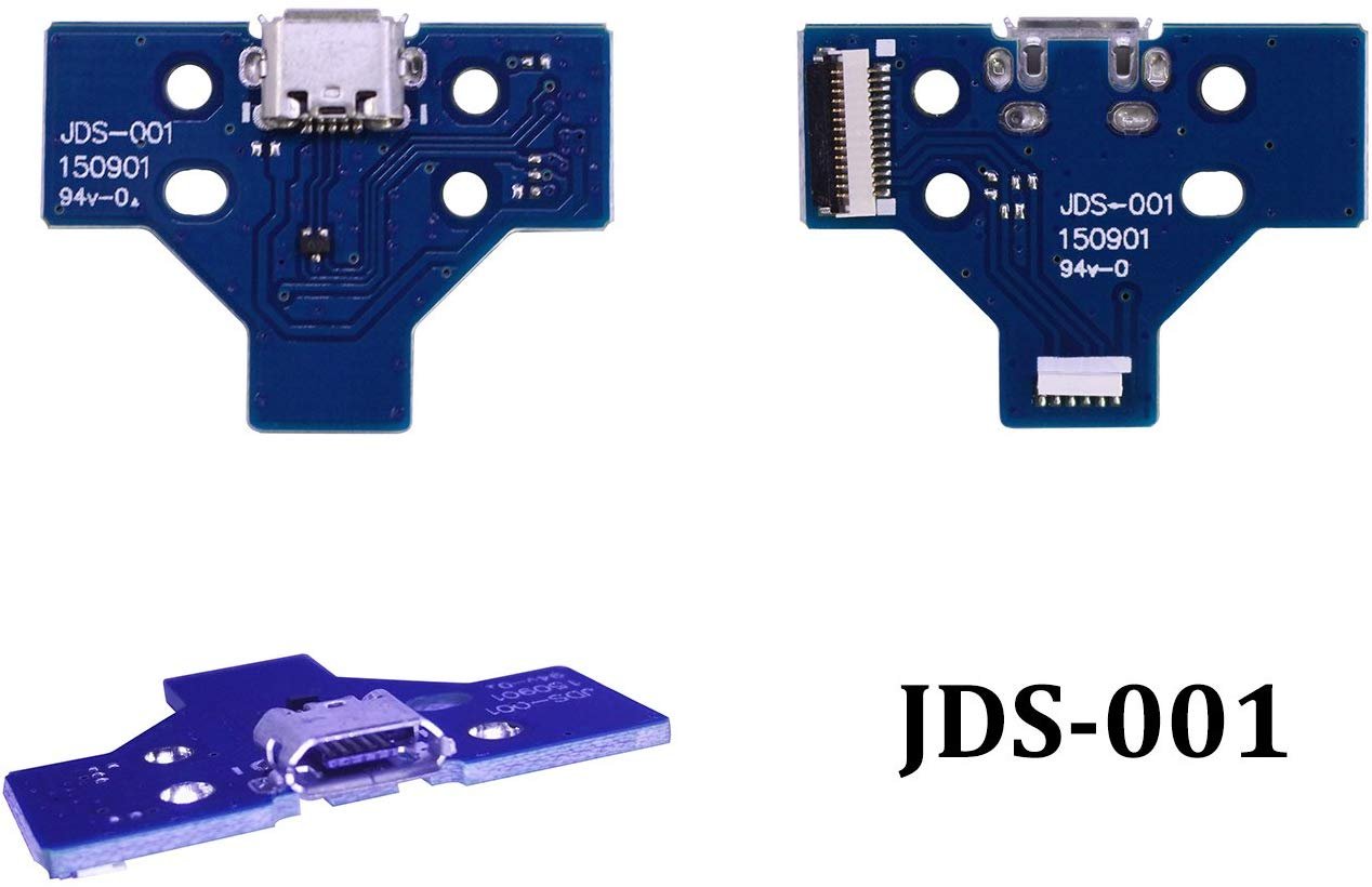 Lucky Dog USB Charging Port Socket Charger Board with 14 Pin Flex Ribbon Cable Replacement for PS4 Controller JDS-001