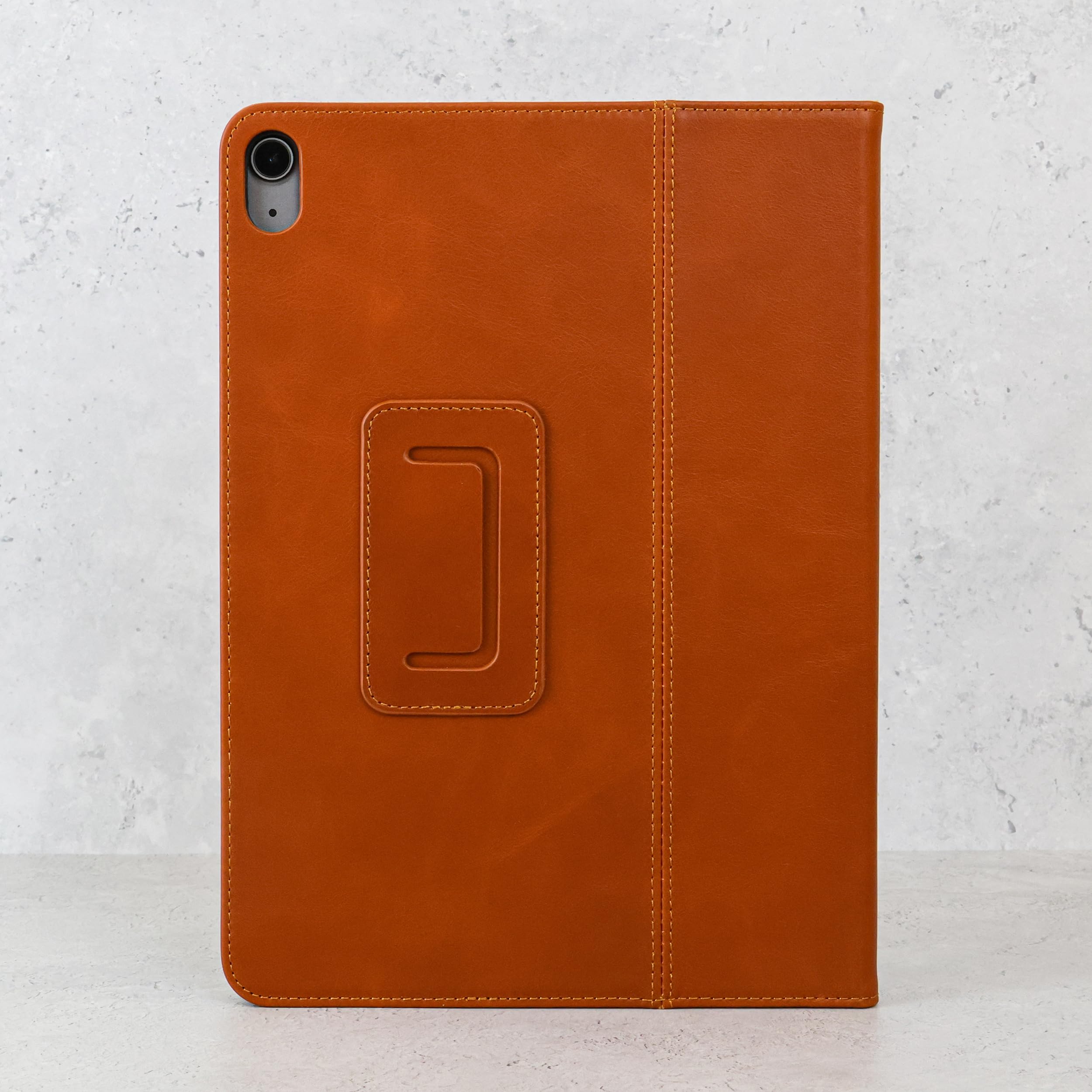 Casemade Real Leather Case Compatible with iPad 10.9β 10th Gen (2022) - Full-Grain Leather Cover, Auto Sleep/Wake, Dual Stand Position (Tan)