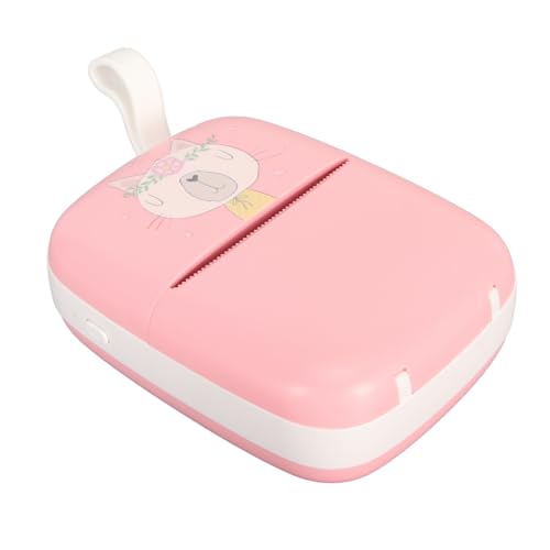 DISREGARDED Pocket Thermal Printer Mini Photo Printer with 3 Rolls Paper Notes Label Maker Built in Battery ABS for Office Home (Pink)