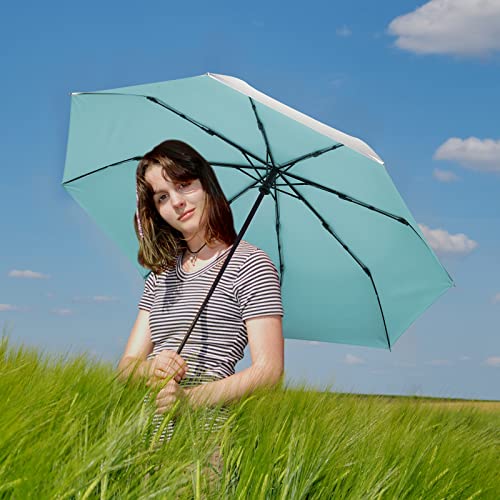 G4Free UPF 50+ UV Protection Large Travel Umbrella 46 Inch Auto Open Close Windproof Sun Blocking Umbrella (Lake Blue)
