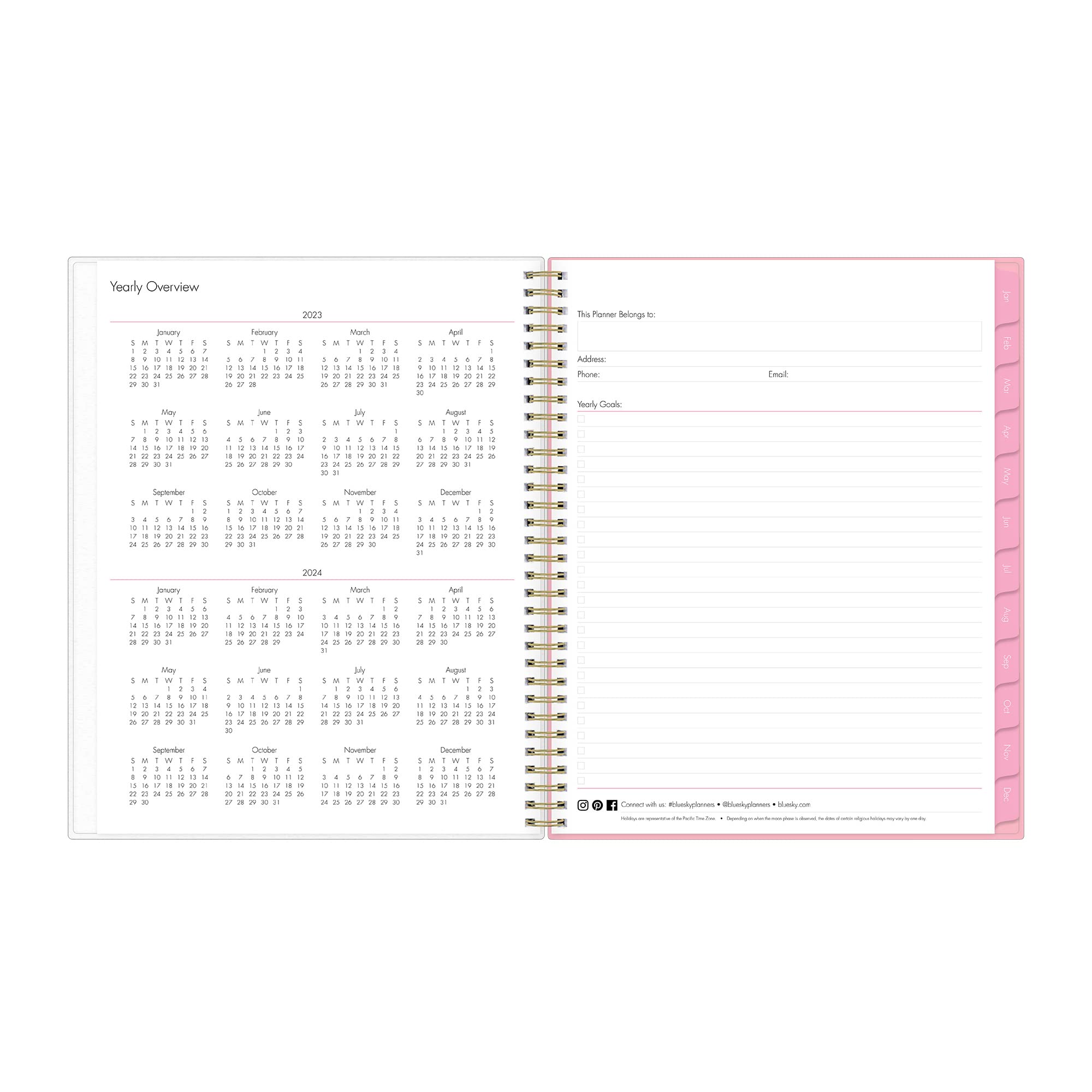 Blue Sky 2023 Weekly and Monthly Planner, January - December, 8.5" x 11", Frosted Cover, Wirebound, Mimi Pink (137264-23)