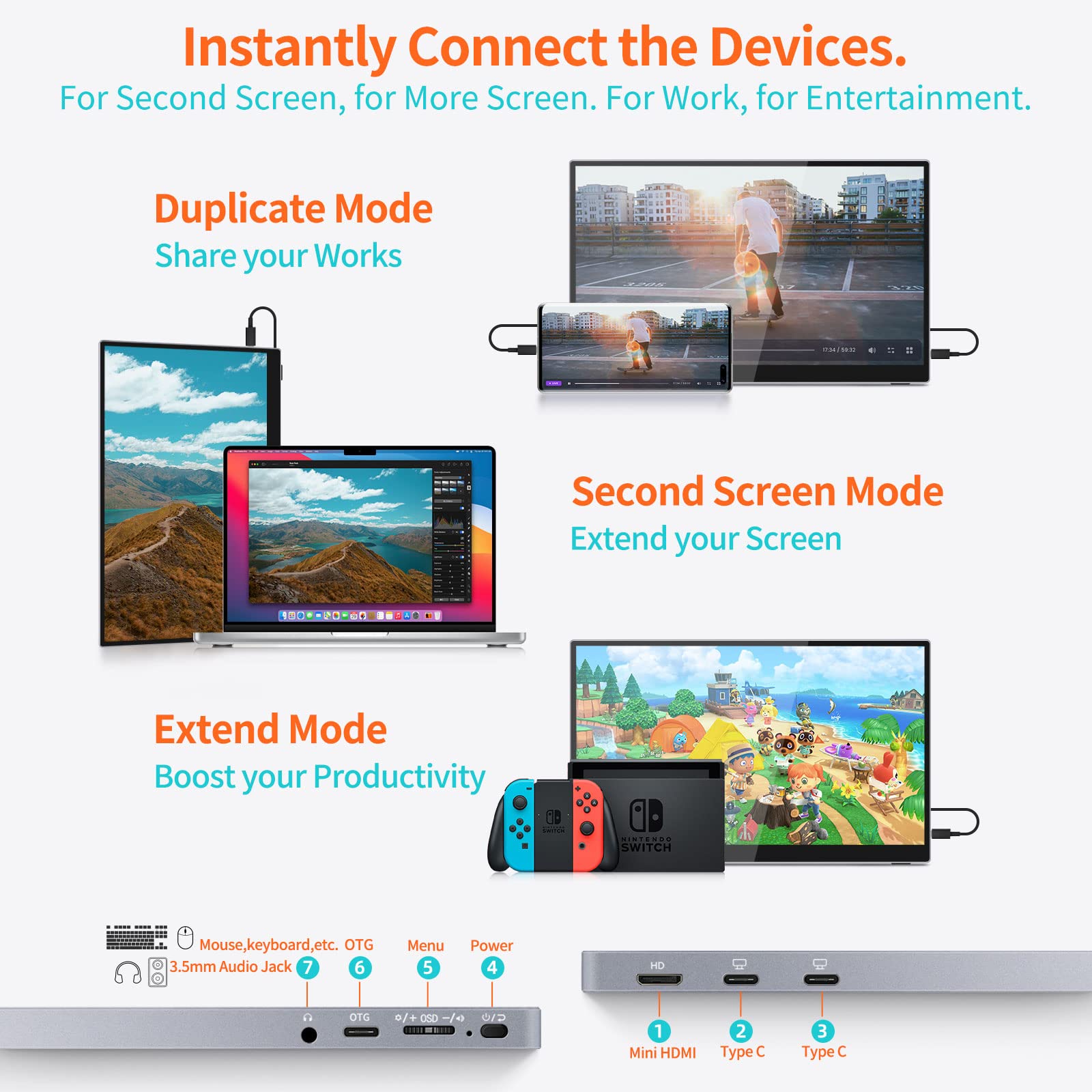 CASKING Standard Portable Touch Monitor Bundled with Premium Touch Monitor