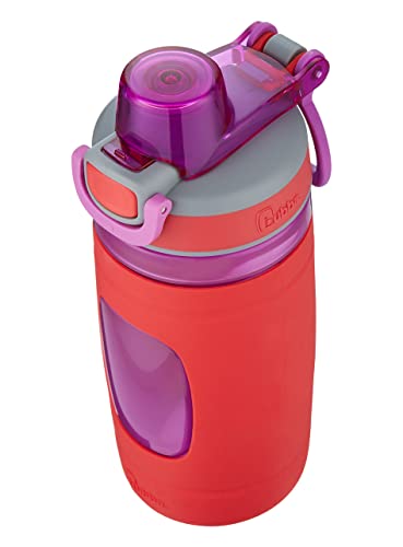 Bubba Flo Kids Water Bottle with Leak-Proof Lid, 16oz Dishwasher Safe Water Bottle for Kids, Impact and Stain-Resistant, Coral