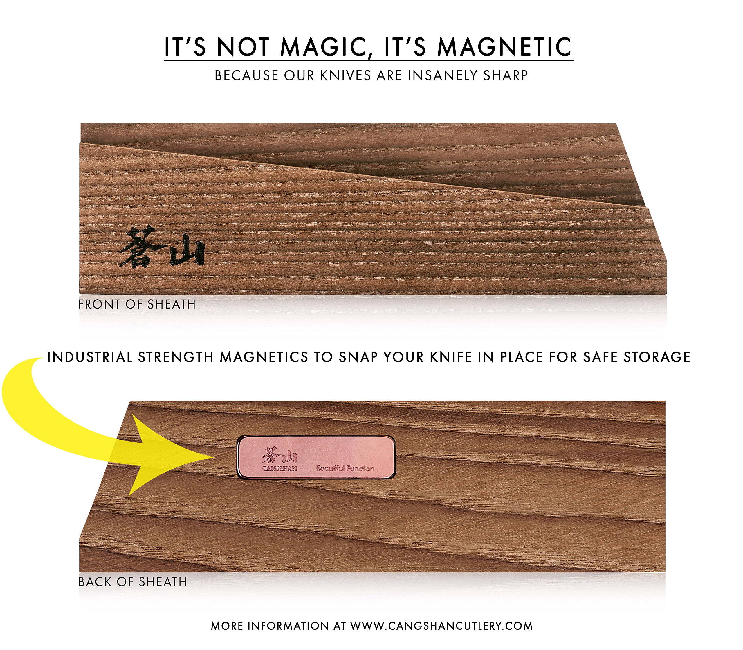 Cangshan 1021509 Solid Ash Wood Magnetic ANCHOR Knife Sheath Only for 3.5-Inch Paring Knife