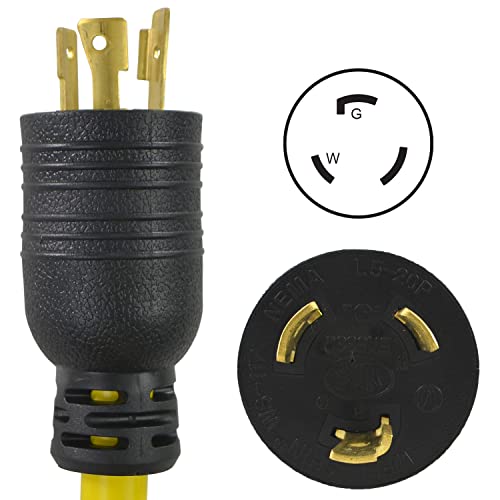 Conntek PL520520 NEMA L5-20P to NEMA 5-15/20R Pigtail Adapter, UL Listed