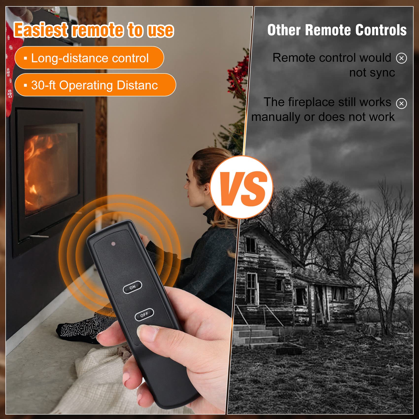CASMER Gas Fireplace Remote Control System Kit.for Standard Millivolt Valve Appliance.Fit for skytech Ambient Majestic Napoleon ect,Thermostat Buzzer IPI Module Wall Switch,3 YR Warranty NOT Battery