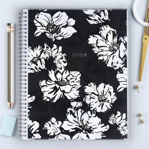 Blue Sky 2024 Weekly and Monthly Planner, January - December, 8.5" x 11", Clear Pocket Cover, Wirebound, Baccara Dark (110211-24)