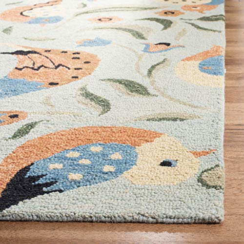 SAFAVIEH Blossom Collection 4' x 6' Sage / Multi BLM676A Handmade Premium Wool Area Rug