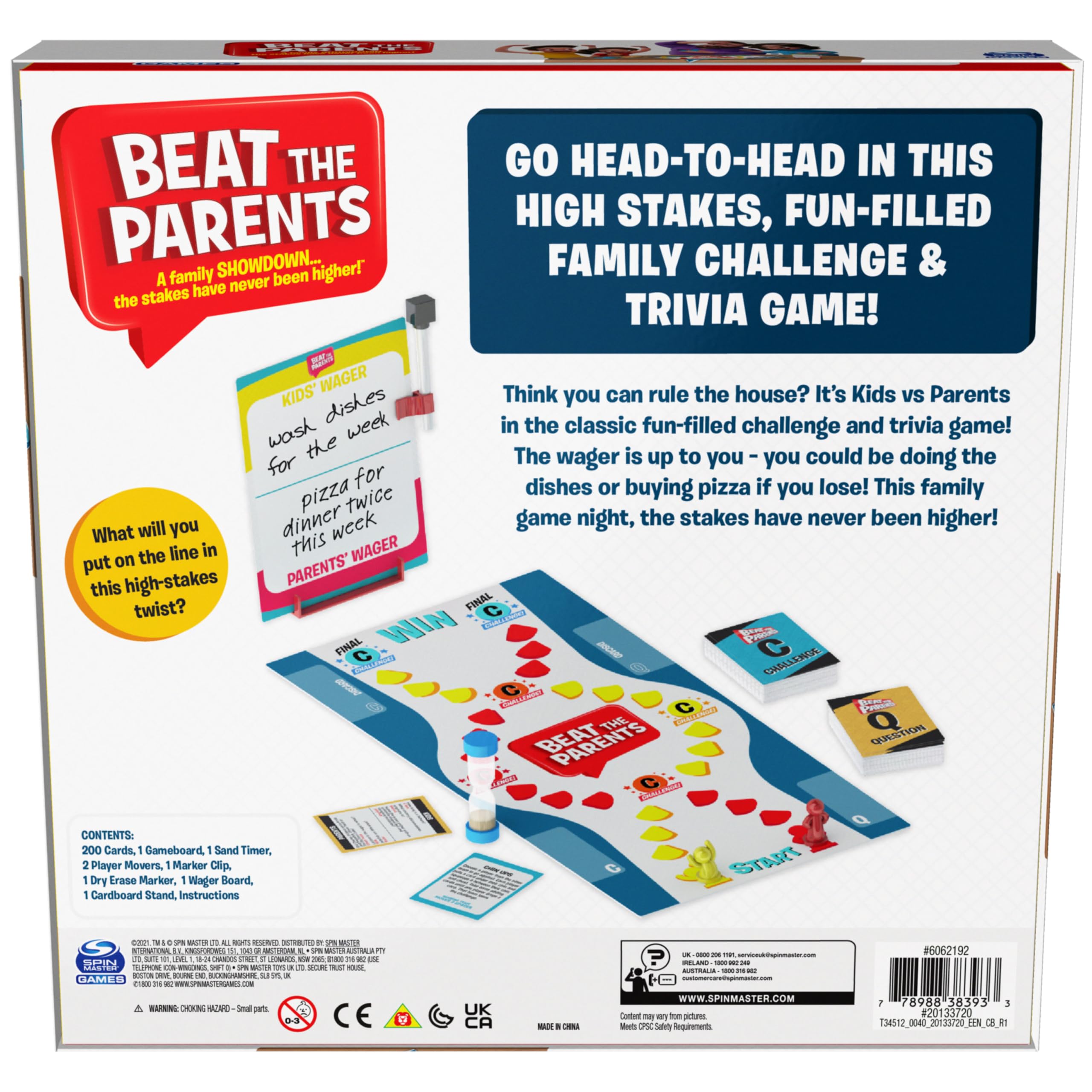 Spin Master Beat The Parents Board Game for Families and Kids Aged Over 5, (6062192)