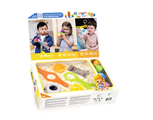 Lalaboom My First Step-by-Step Developmental Sensory 21 Piece Bead Activity Set – Pop, Twist, Mix, Stack, Spin, and Lace — STEM Focus – Dishwasher Safe - Ages 10 Months - BL600,Multicolored