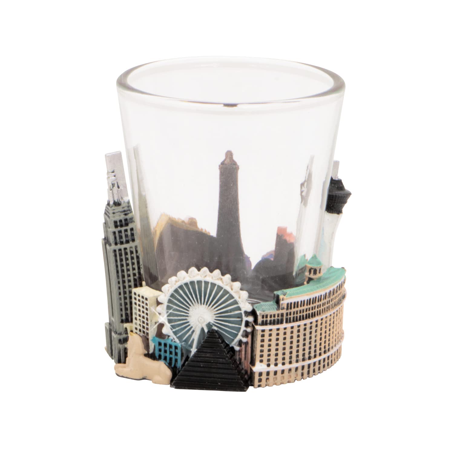 City-Souvenirs Las Vegas Shot Glass with 3D Wrap Landmarks