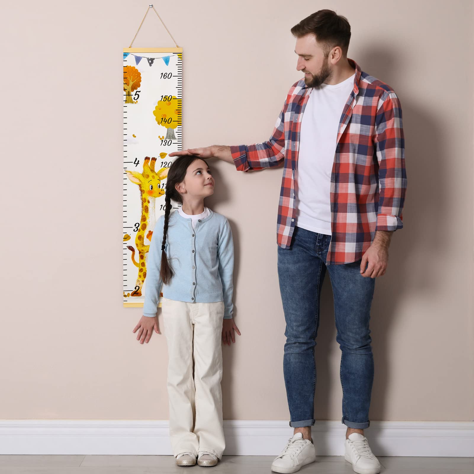 FIOBEE Kids Growth Chart Baby Height Chart Wall Hanging Ruler Measurement Chart Nursery Room Decor for Girls Boys Toddlers, Giraffe