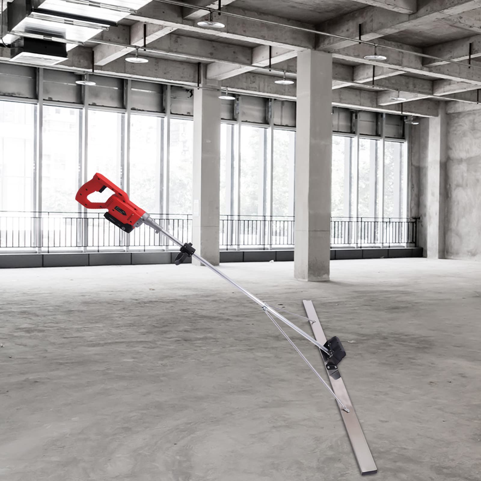 Concrete Surface Vibrator Battery Powered Cement Vibrating Leveling Tool Brushless Motor Concrete Surface Screed with 1.51mx 8cm Scraper 3000-6000Rpm
