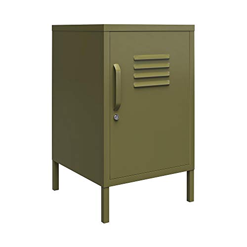 REALROOMS Shadwick 1 Door Metal Locker Style Livingroom End Table, Olive Green