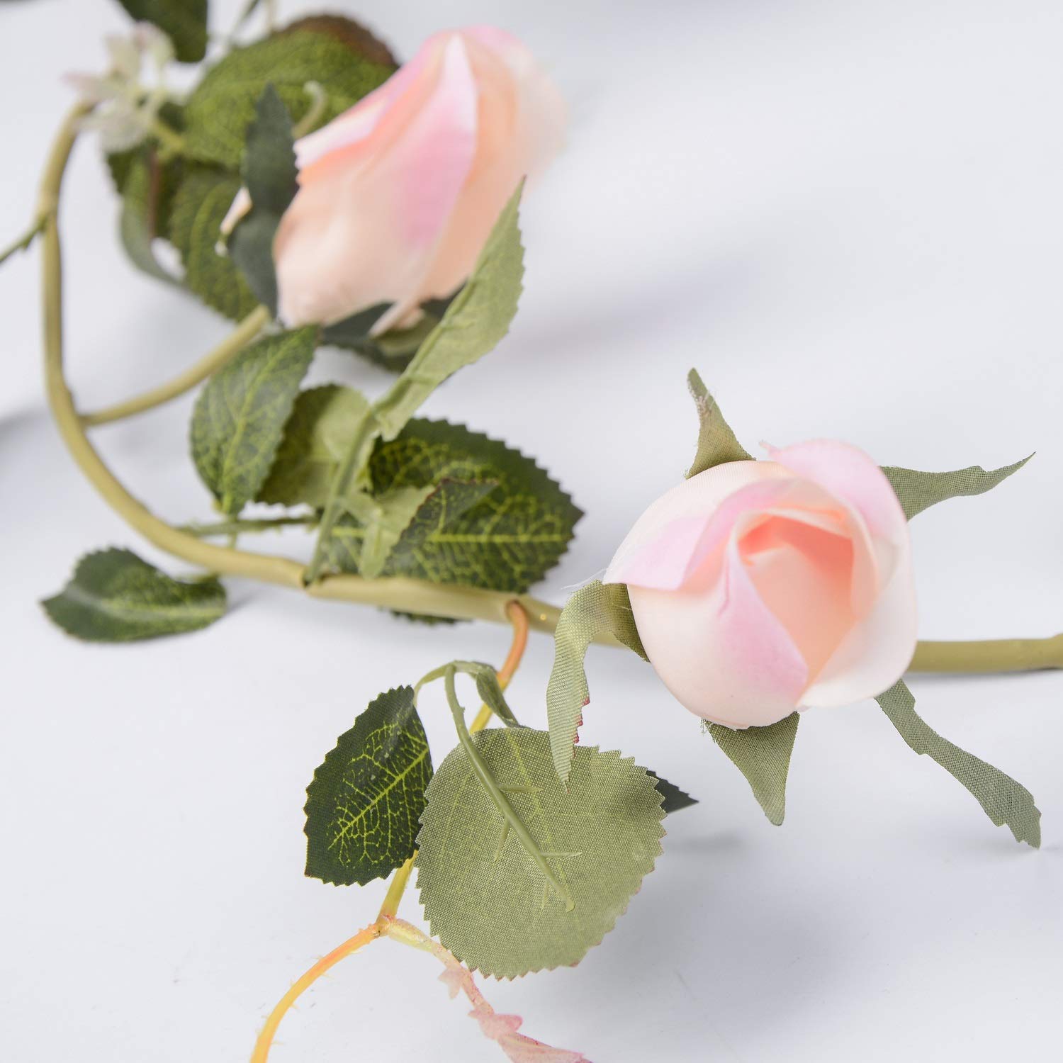 LUSHIDI 5.9Ft Artificial Rose Vine Silk Flower Garland Hanging Vines Home Outdoor Wedding Arch Garden Wall Decor,Pack of 1 (Pink)