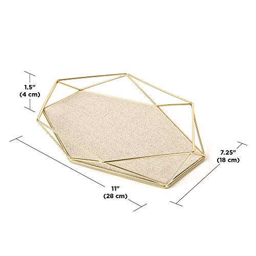 Umbra 299481-221 Prisma Tray, Geometric Plated Jewelry Storage, 11" Length x 7.25" Height x 1.5β Width, Matte Brass