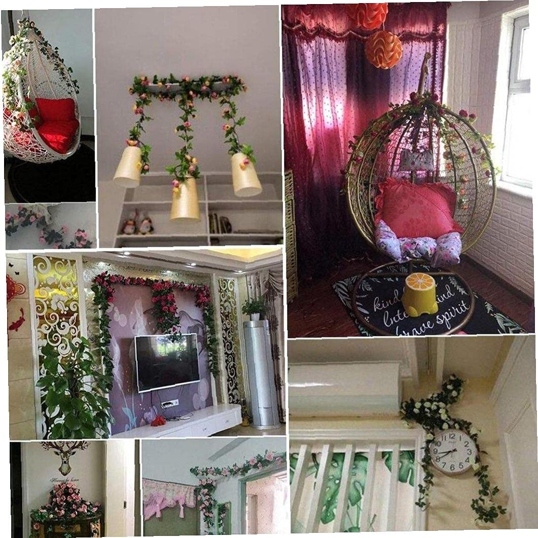 TOSSPER Fake Rose Vine Garland Flower Plants Artificial Hanging Rose Ivy for Home Garden Office Hotel Party Decor
