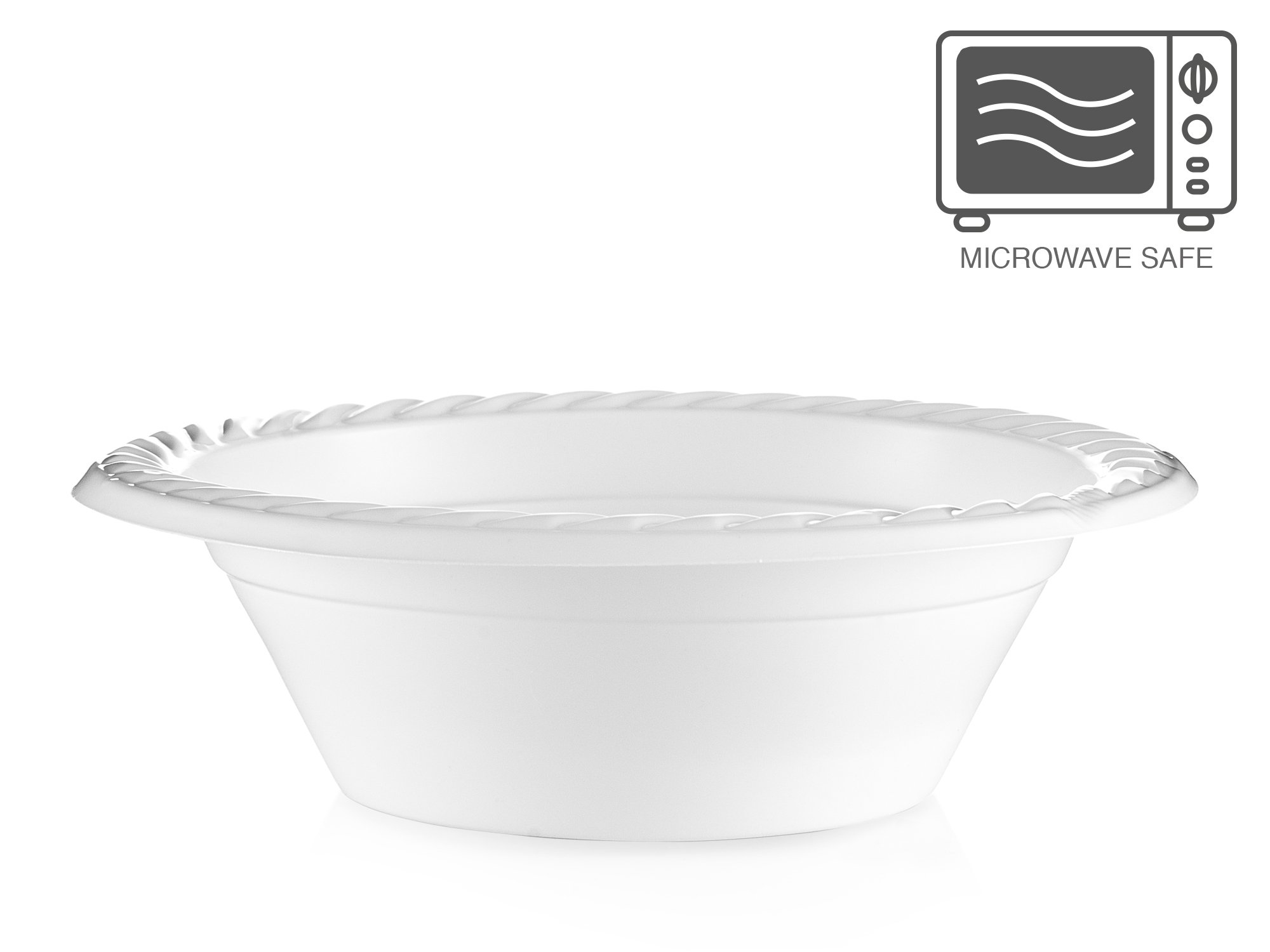 BluShine 250 Pack – 12 Oz Disposable Plastic Soup Bowl Plates – Extremely Strong and Sturdy – Heat-Resistant and Soak-Proof - Does Not Melt or Cave in Microwave – Heavy Duty BPA-Free Plastic