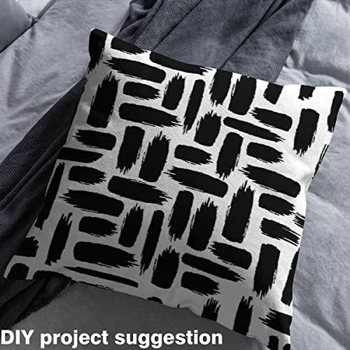 Geometric Stripe Fabric by The Yard, Bohemian Exotic Abstract Striped Upholstery Fabric, Black White Ink Decorative Fabric for Upholstery and Home Accents, Craft Art for Quilting Sewing, 1 Yard