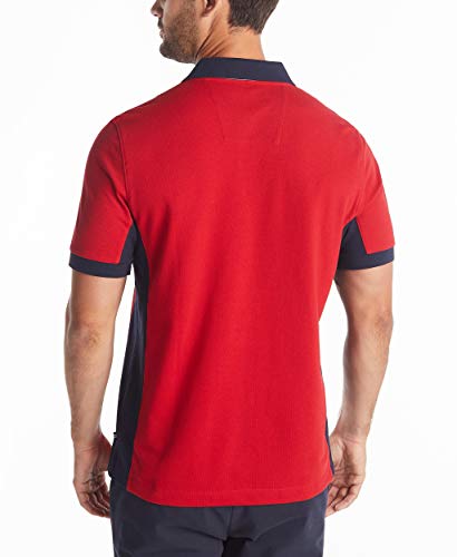 Nautica Men's Short Sleeve Color Block Performance Pique Polo Shirt, Red, X-Large