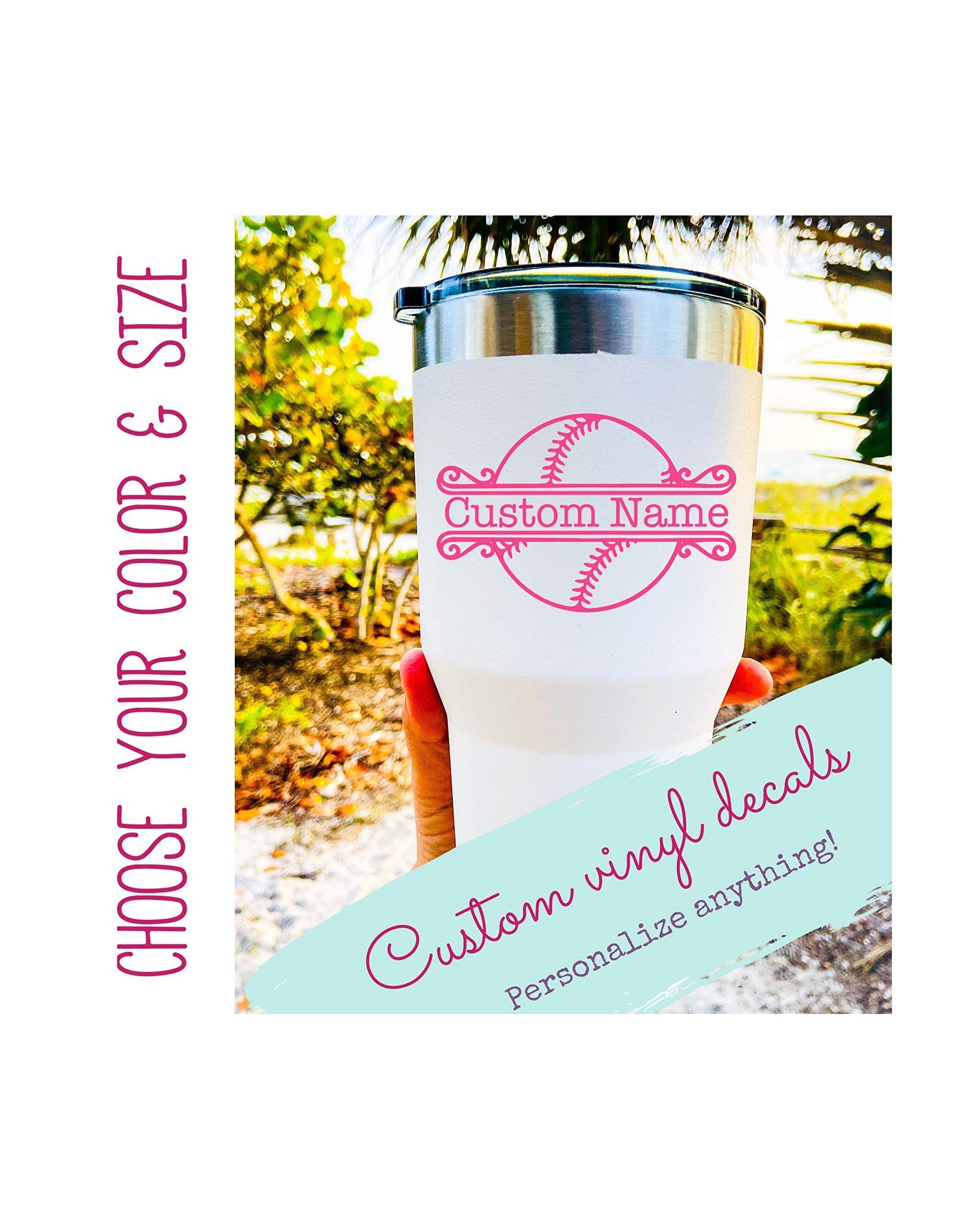 Custom Softball Monogram Vinyl Decal - Personalized Name Softball Sticker, for Bumpers, Coolers, Laptops, Car Windows - Softball Player Coach Decal