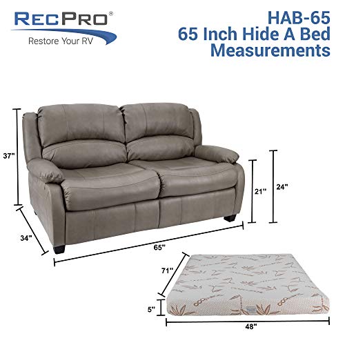 RecPro Charles Collection | 65" RV Hide A Bed Loveseat | Memory Foam Mattress | RV Sleeper Sofa | Pull Out Couch | RV Furniture | RV Loveseat | RV Living Room (Slideout) Furniture | Chestnut