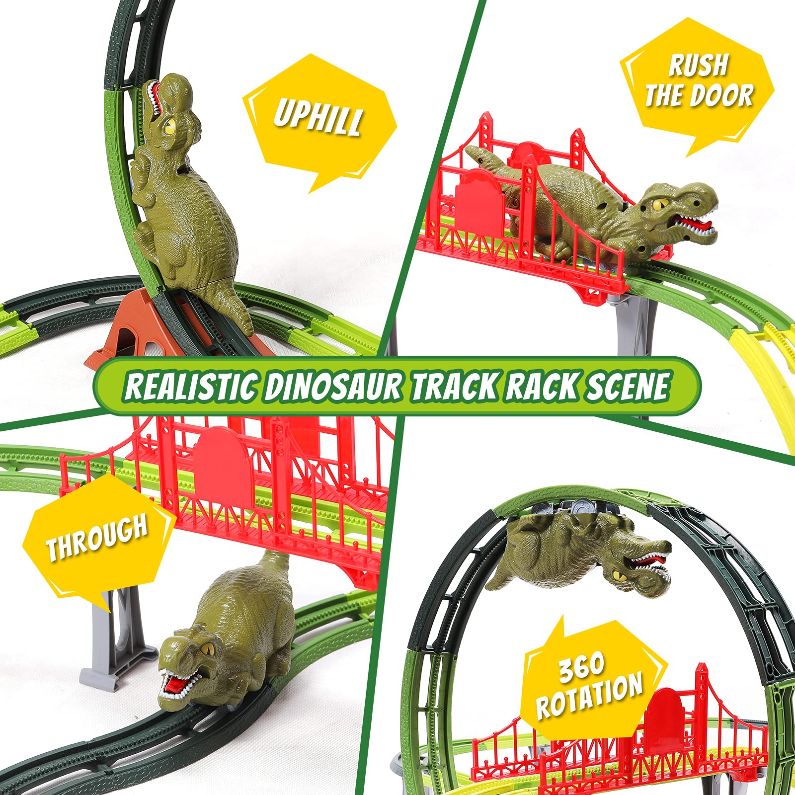 πππ πππππ ππ ππππππ Dinosaur Race Track Train Toys, Flexible Dinosaur Train with LED Roaring Lights, Dino Toys & Dino Eggs, 3 Year Old Boy Birthday Gift