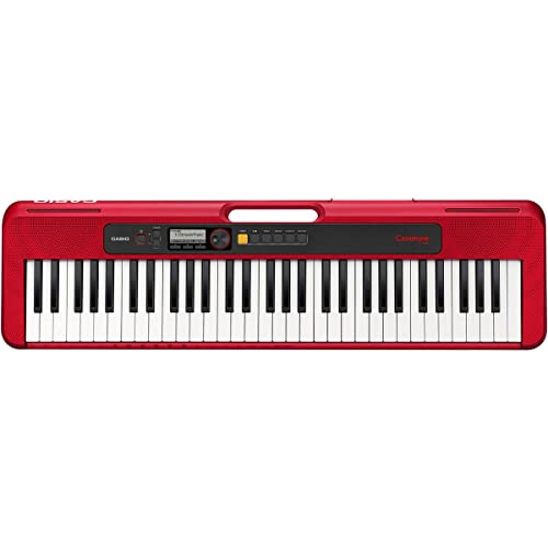 Casio CT-S200 61-Key Digital Piano Style Portable Keyboar, 48 Note Polyphony and 400 Tones, Red with Headphones