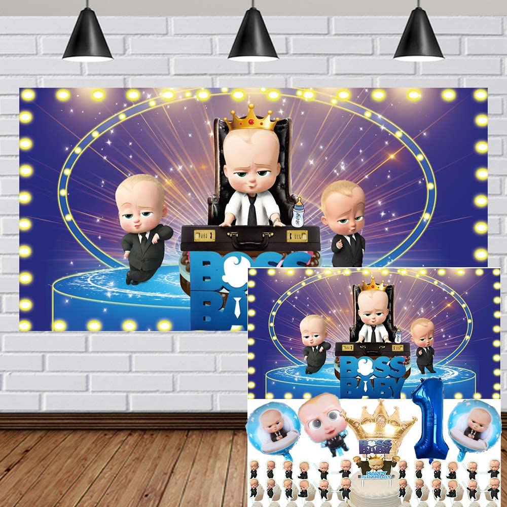 Boss Baby Party Supplies 1st First White Boys Birthday Decorations Backdrop 1 Year Decor