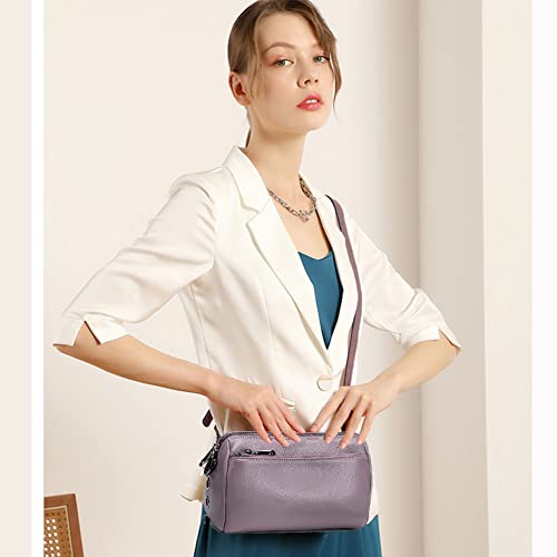 Lecxci Womens Small Leather Crossbody Bag, Zipper Clutch Phone Wallet Purse for Women (Y Light Purple -1)