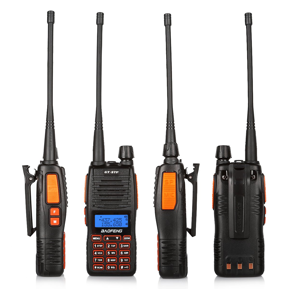 Baofeng Ham Radio Handheld GT-5TP, 8W Portable with High Capacity Battery, Dual Band High Power Two Way Radio with Dual PTT, Black