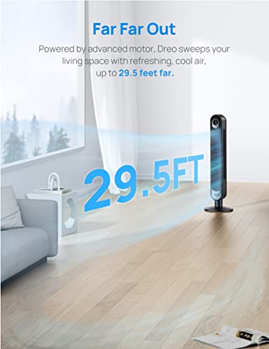 Dreo Tower Fan 42 Inch, Cruiser Pro T1 Quiet Oscillating Bladeless Fan with Remote, 6 Speeds, 4 Modes & Table Fans for Home Bedroom, 9 Inch Quiet Oscillating Floor Fan with Remote, Air Circulator