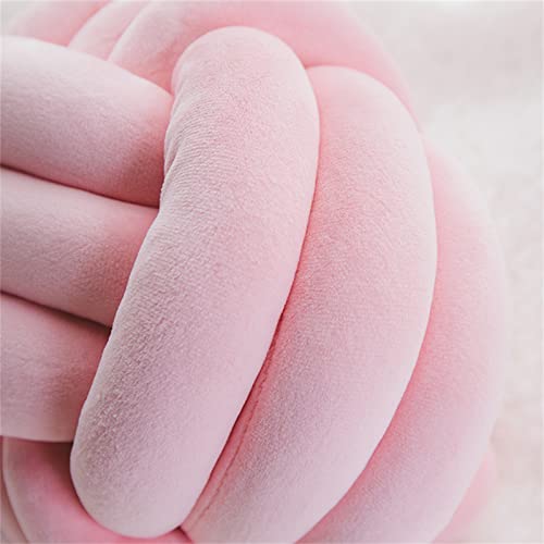 Jackcsale Round Throw Pillow, Soft Handmade Knot Ball Pillows, Home Decoration Pillow, Knotted Plush Toys Throw Pillow (7.5 inches, Grey White)