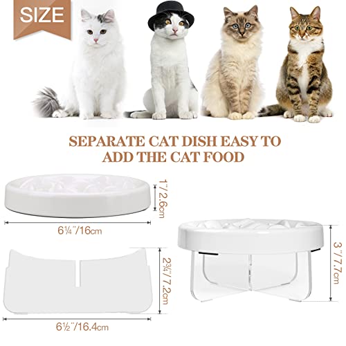 MSBC Raised Cat Slow Feeder Bowl with Acrylic Stand, Elevated Melamine Slow Feed Cat Dish, Non-Slip Pet Puzzle Feeder for Slow Healthy Eating, Anti-Choking Prevents Obesity Pet Bowl for Kitty, Kitten