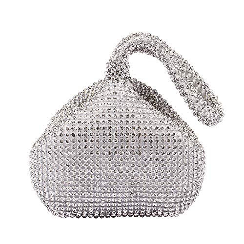 MariaKinz Women's Rhinestone Mash Wristlet Pouch (Silver)